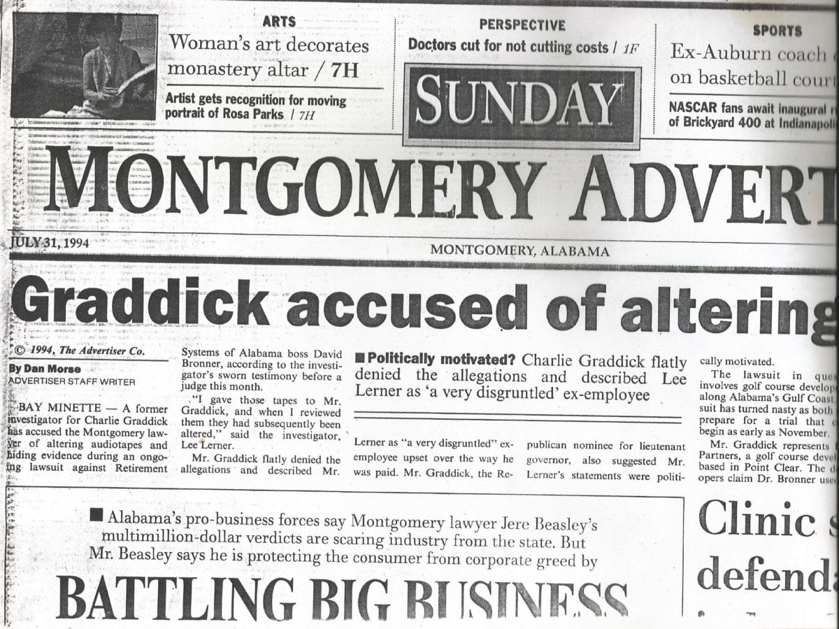 Draft: Charlie Graddick-Lee Lerner Newspaper Clips, 1994 | New American ...