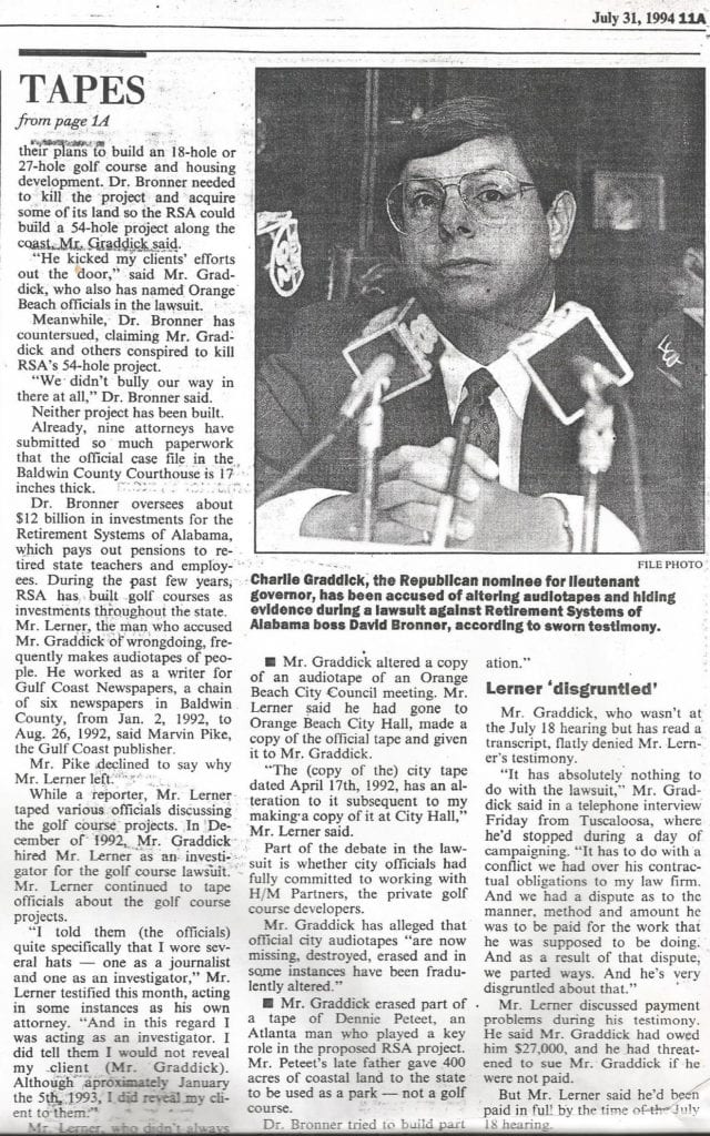 Draft: Charlie Graddick-Lee Lerner Newspaper Clips, 1994 | New American ...