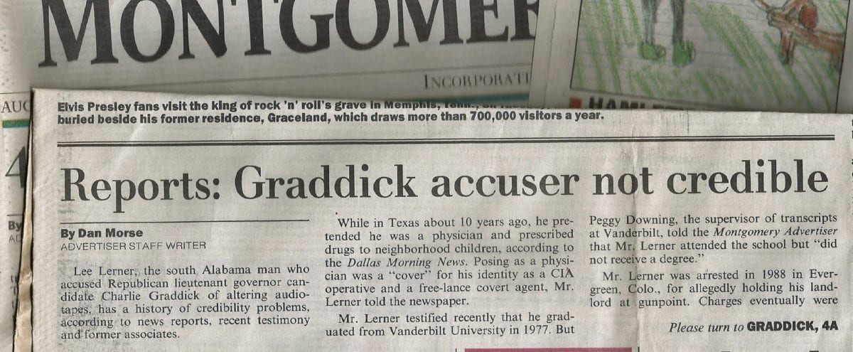Draft: Charlie Graddick-Lee Lerner Newspaper Clips, 1994 | New American ...
