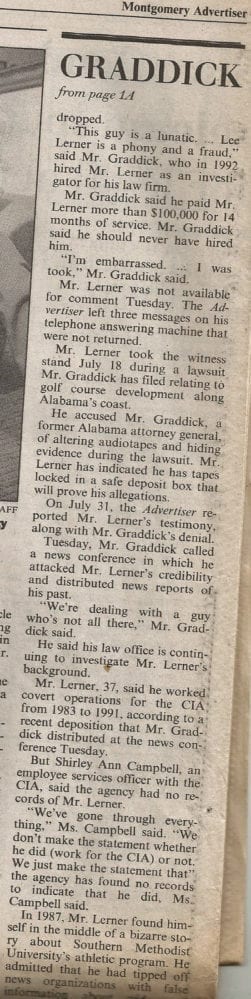 Draft: Charlie Graddick-Lee Lerner Newspaper Clips, 1994 | New American ...