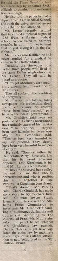 Draft: Charlie Graddick-Lee Lerner Newspaper Clips, 1994 | New American ...